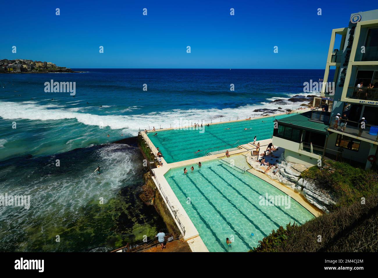 The blue sky over Bondi Icebergs pool, Bondi Beach in Sydney, Australia ...