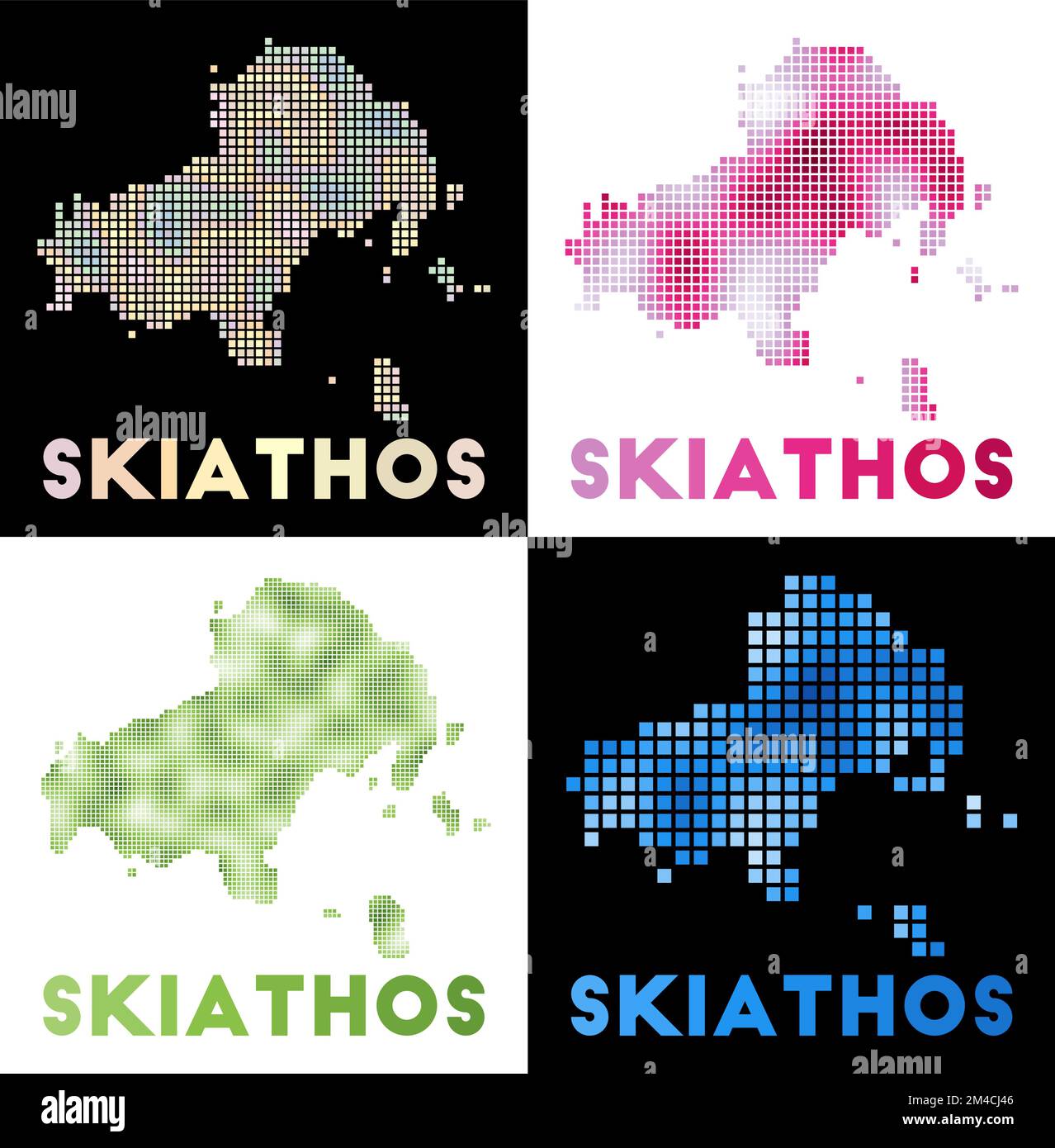 Skiathos map. Collection of map of Skiathos in dotted style. Borders of ...