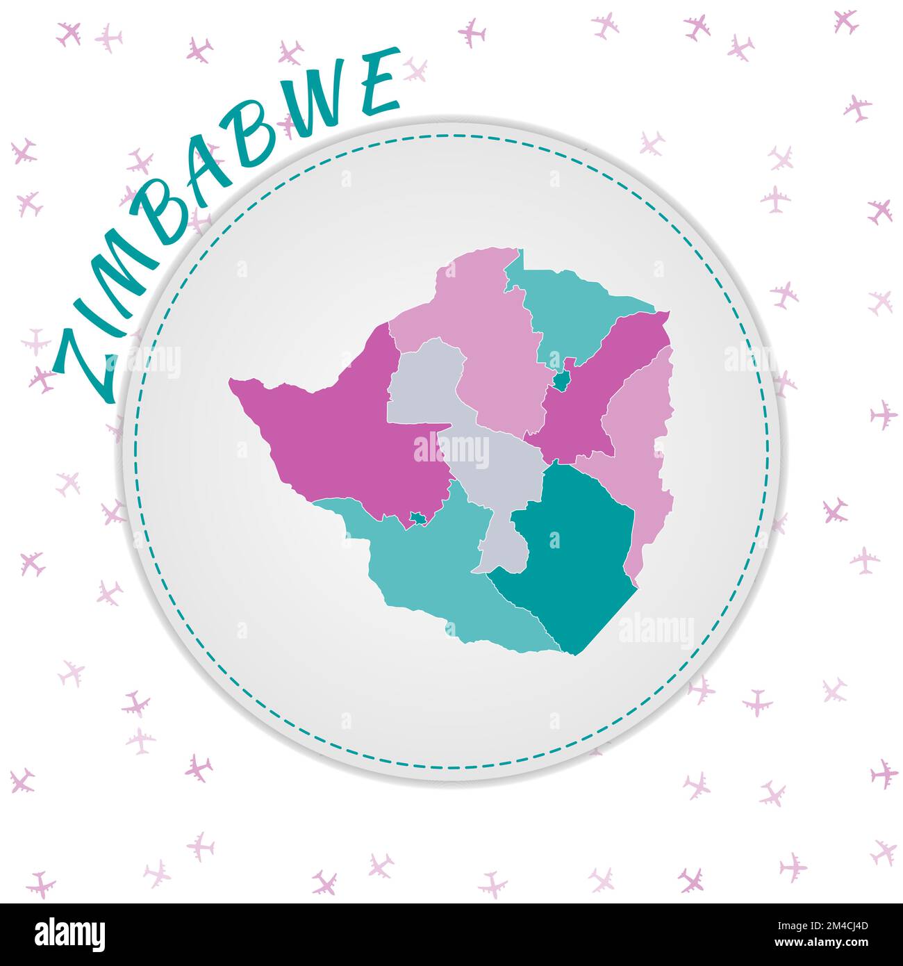 Zimbabwe map design. Map of the country with regions in emerald ...