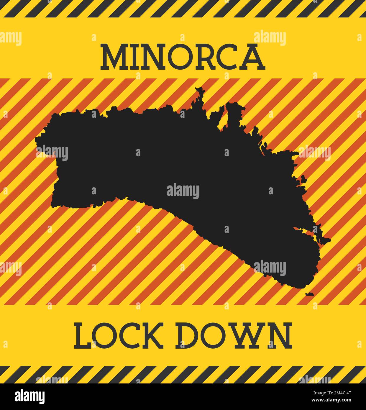 Minorca Lock Down Sign. Yellow island pandemic danger icon. Vector ...
