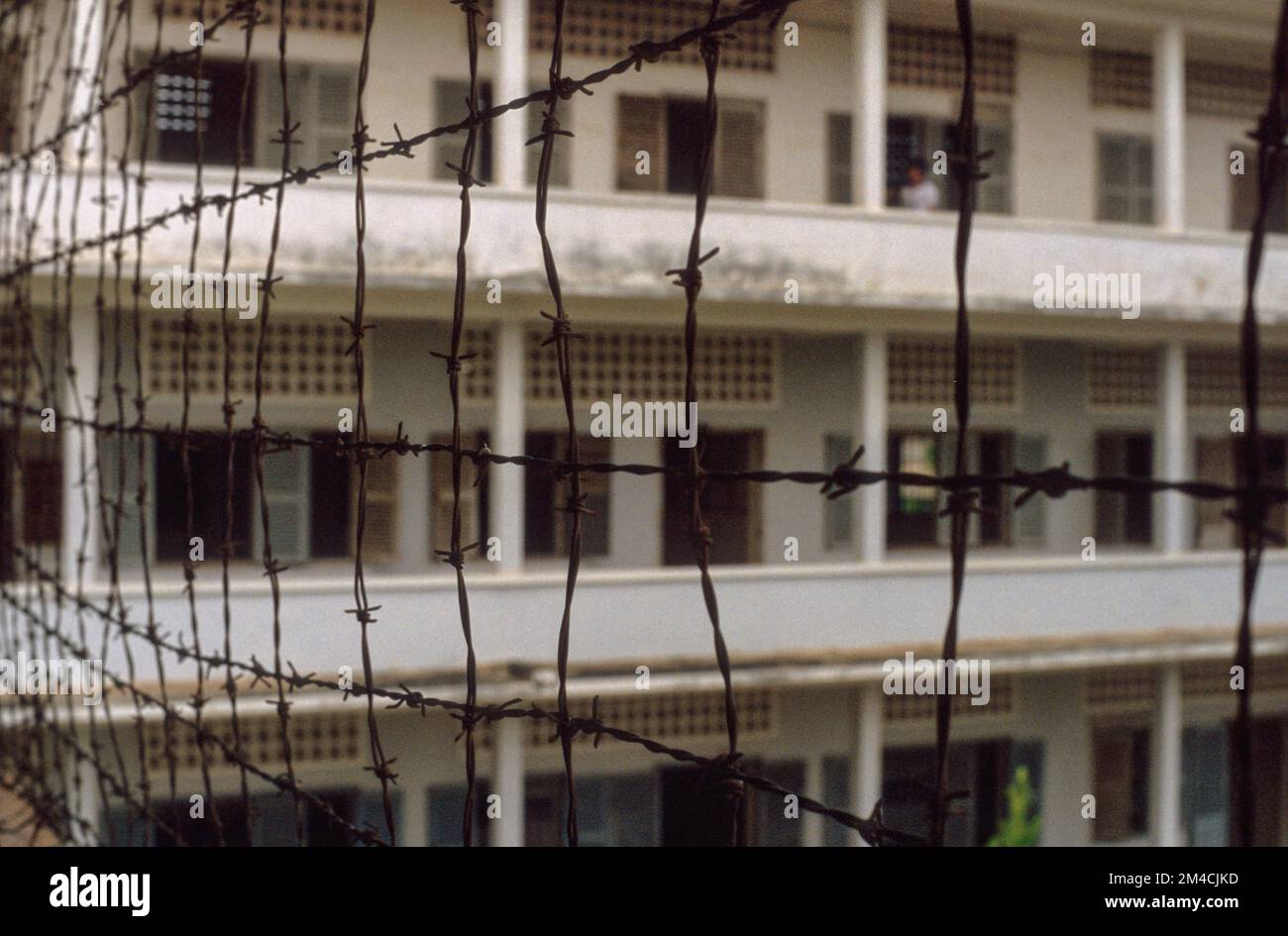 Facade of the Tuol Sleng Genocide Museum, former Tuol Svay Prey High ...