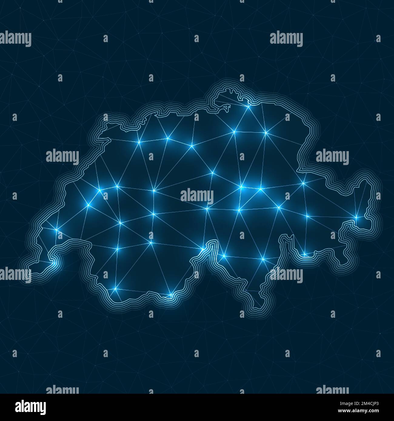 Switzerland network map. Abstract geometric map of the country. Digital ...