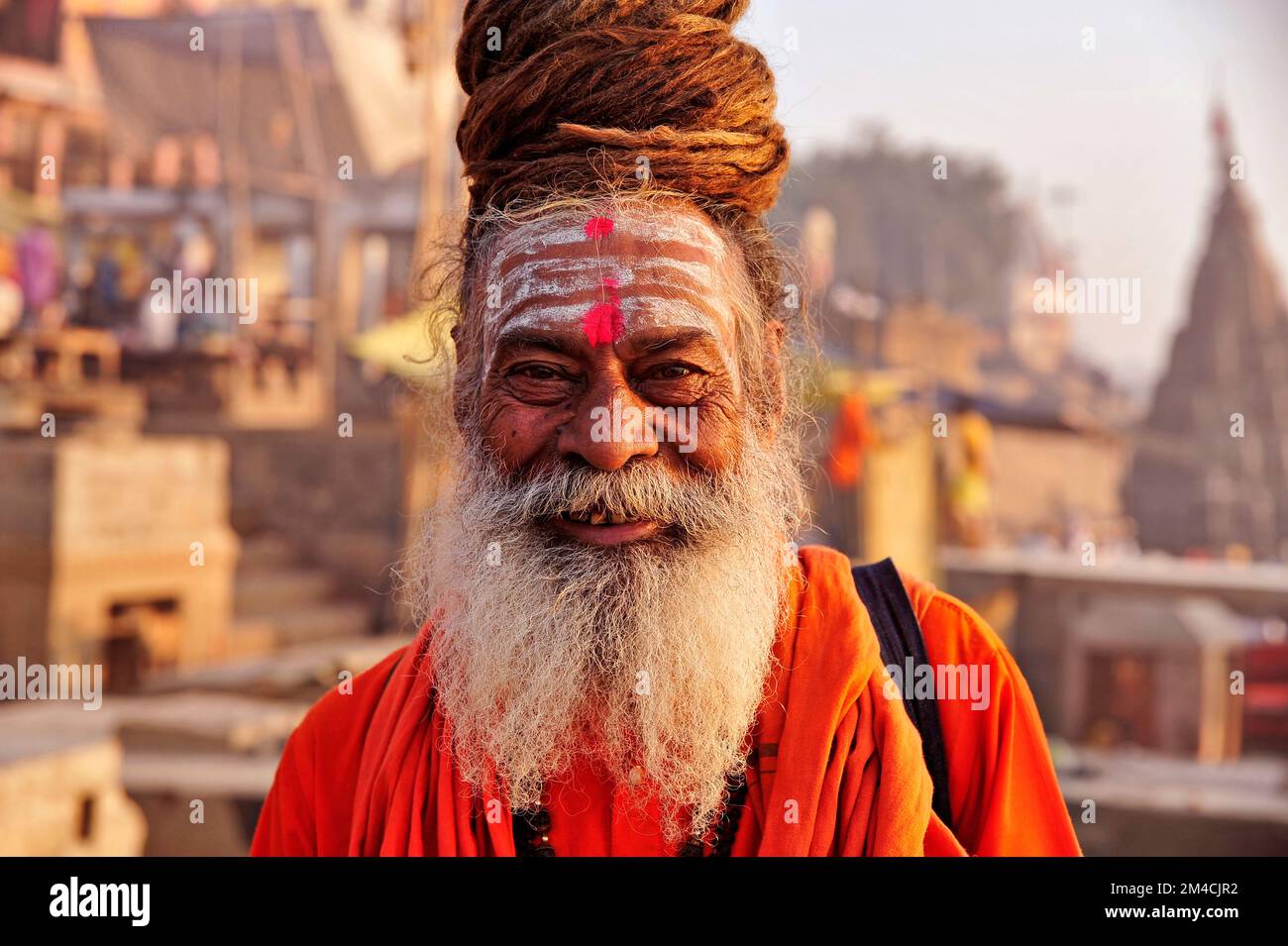 Portrait of a Sadhu (holy man) on the ghats of River Ganges, Varanasi ...