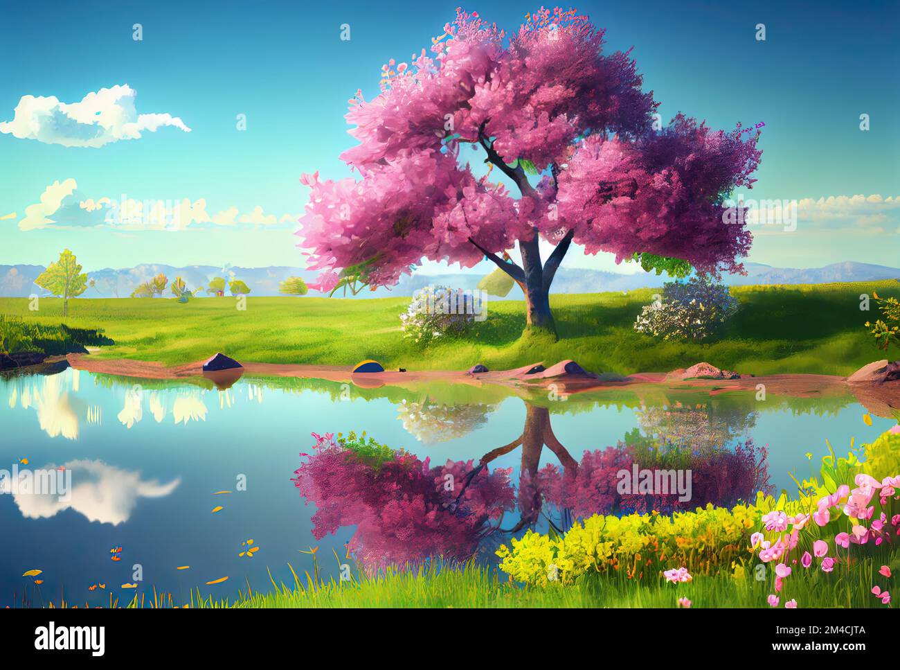 Spring pastoral illustration Stock Photo - Alamy