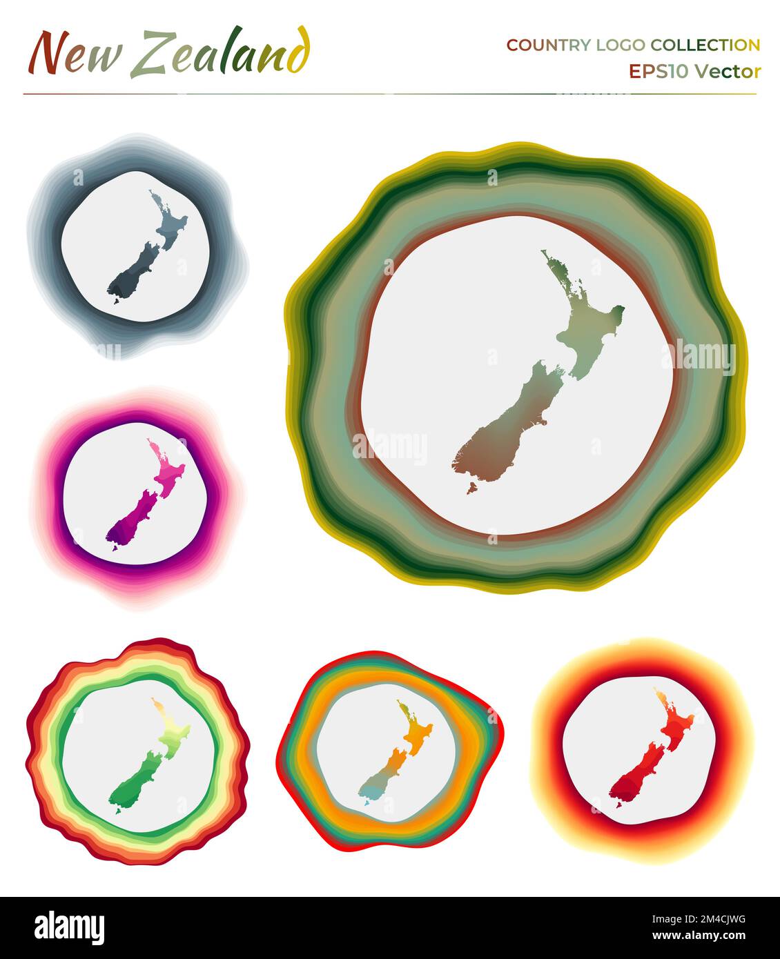 New Zealand logo collection. Colorful badge of the country. Layers ...