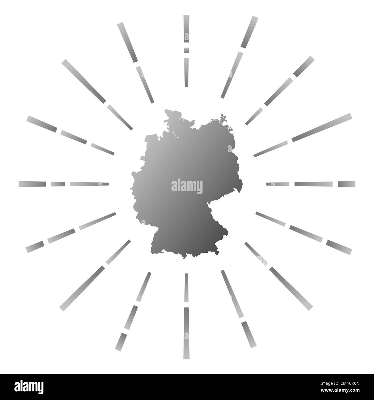 Germany gradiented sunburst. Map of the country with colorful star rays ...