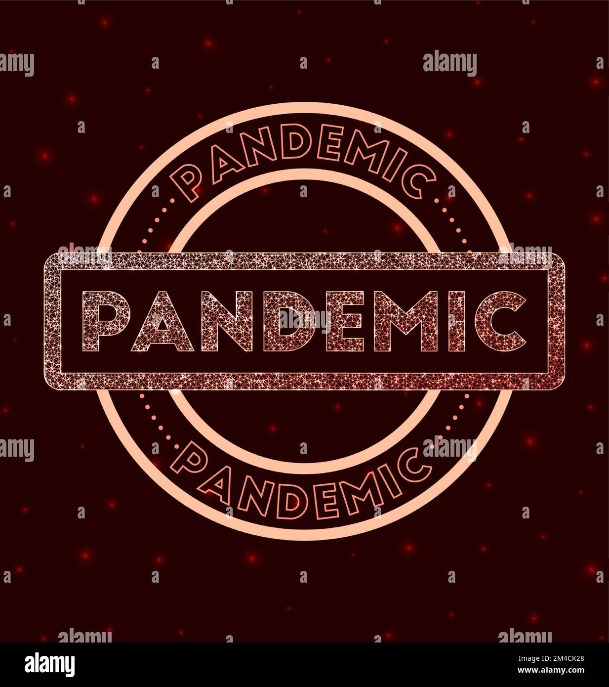 Pandemic badge. Glowing geometric round pandemic sign. Vector ...