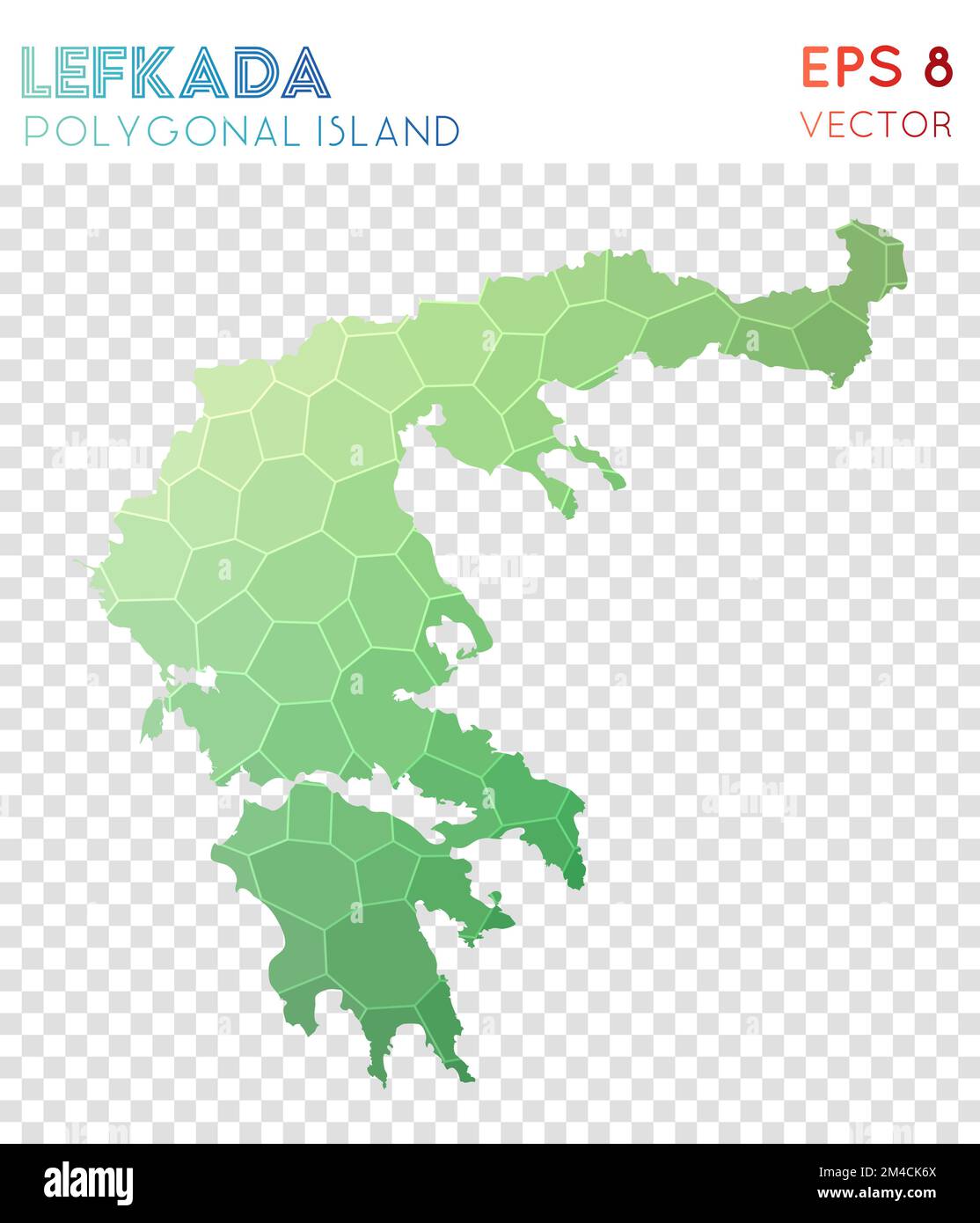 Lefkada polygonal map, mosaic style island. Beauteous low poly style ...