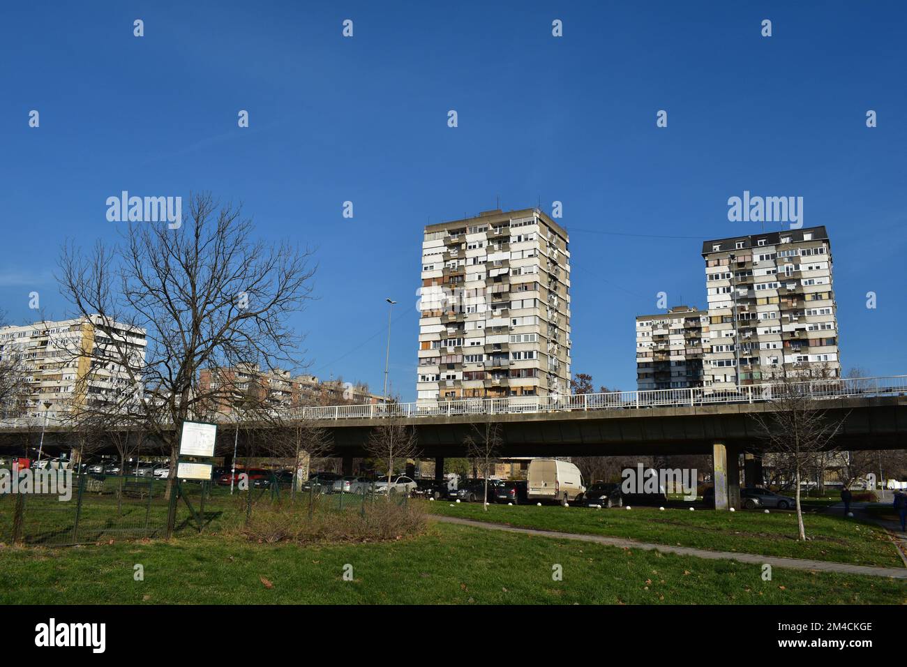 Brutalist - styled buildings in Novi Sad Stock Photo - Alamy