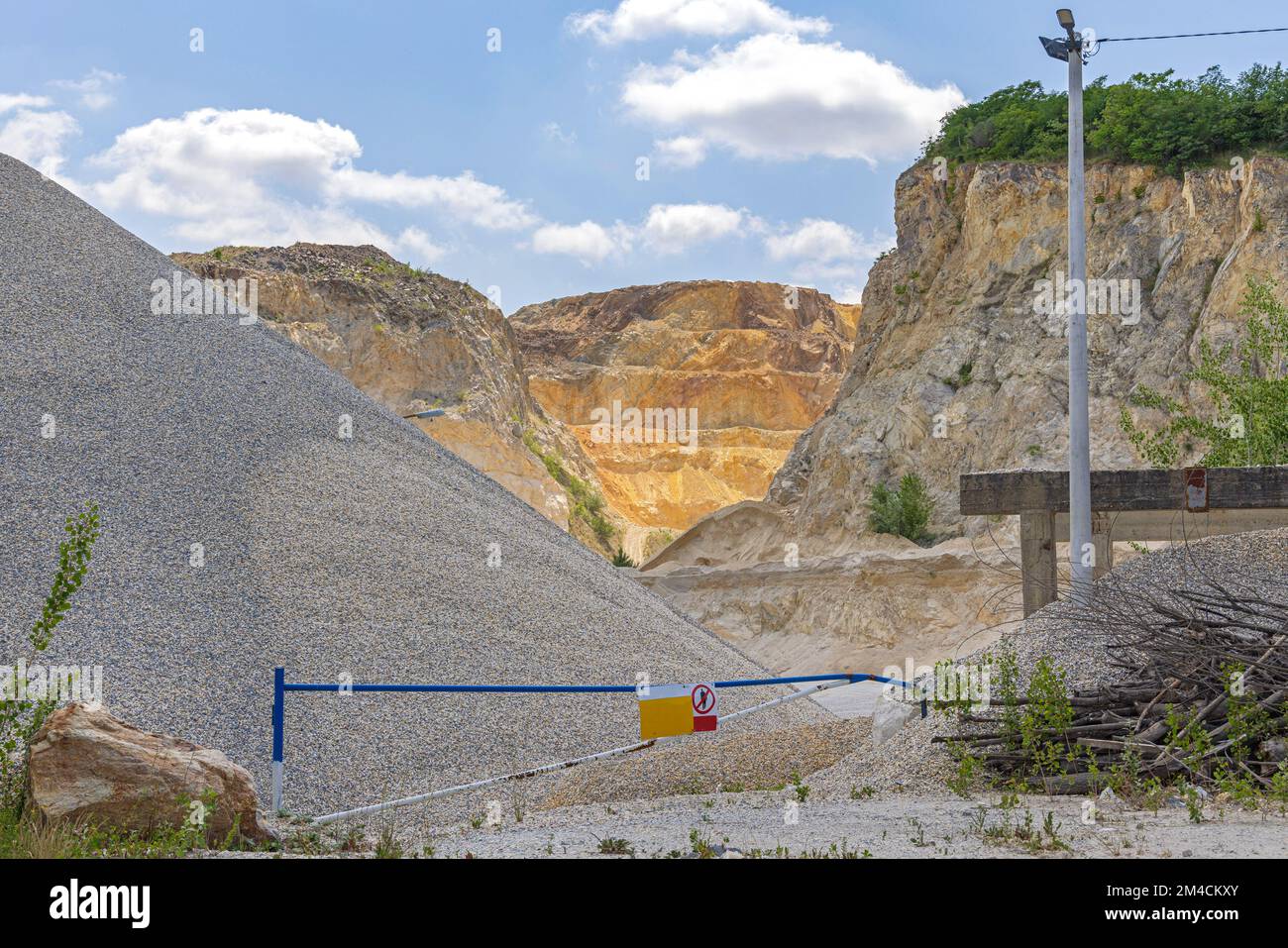 Entrance Gate to Open Quarry Mine Location Rocks Stock Photo - Alamy