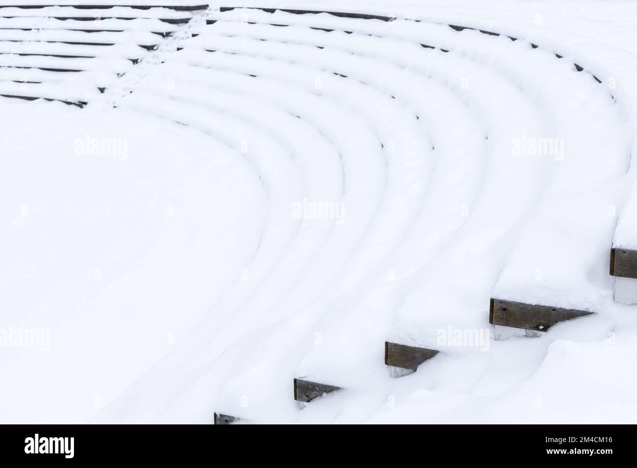 amphitheater covered with white snow in winter. amphitheater covered ...