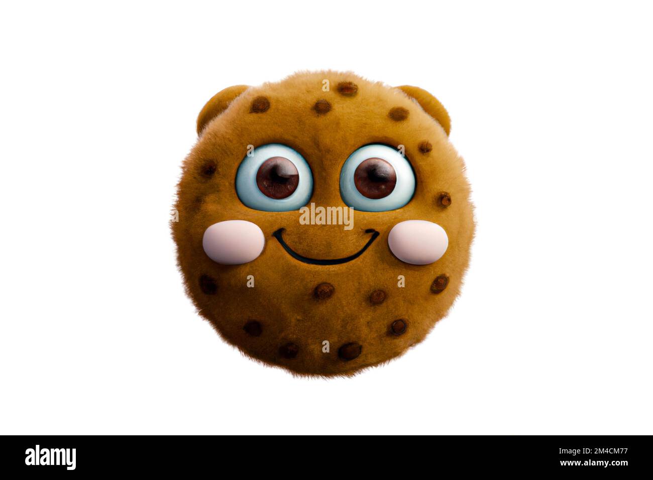 Funny soft furry cookie smiling - 3D Illustration isolated on white ...