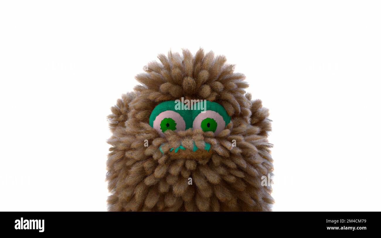 Funny soft furry monster - 3D Illustration isolated on white background ...