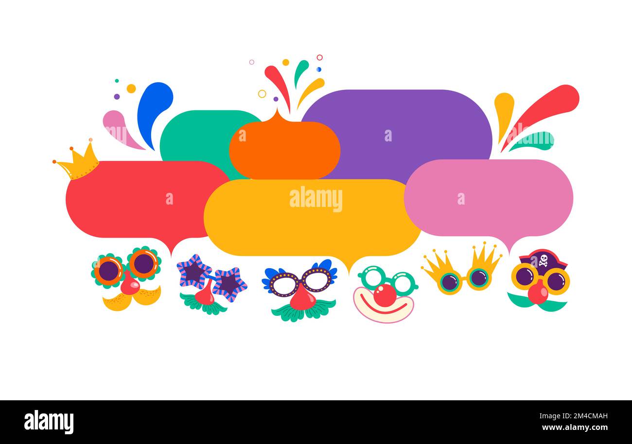 Colorful Speech Bubbles, street art, carnival concept design with funny ...