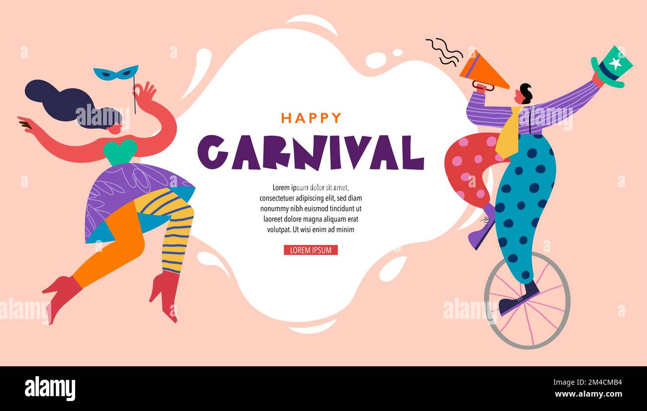 Happy Carnival, Festival and Circus event design with funny boneless ...