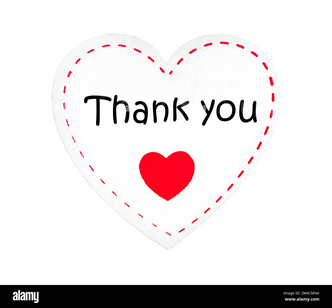 Isolated white heart with words Thank you! . Symbol of appreciation ...