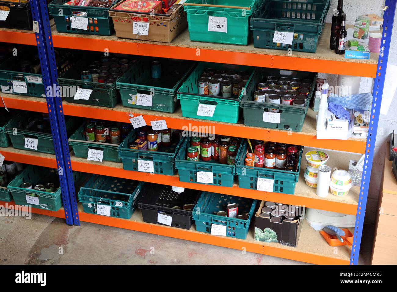 Trays of food stacked up at The Welcome Centre warehouse in ...
