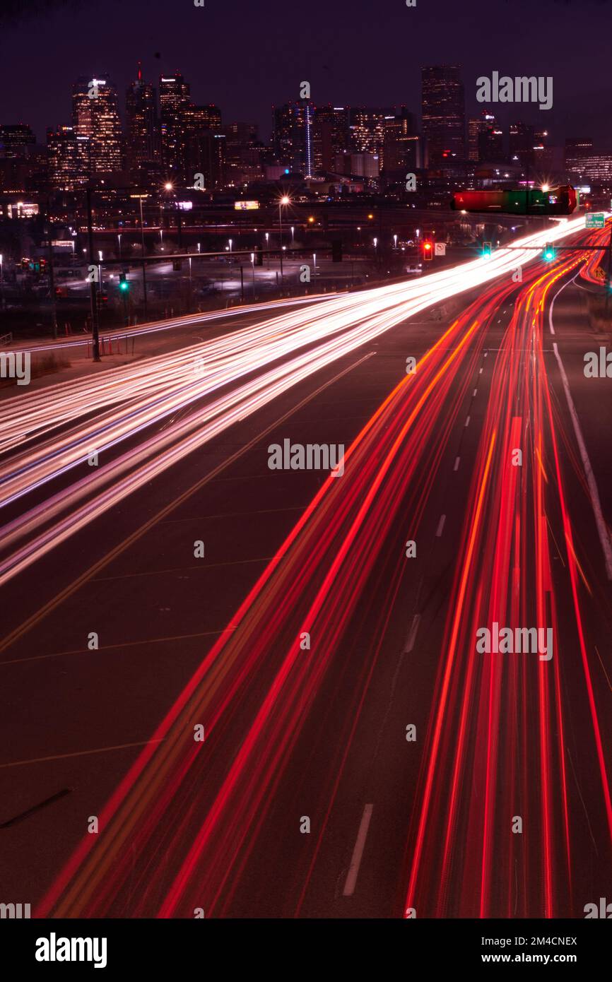 Denver skyline and Colfax Avenue Stock Photo - Alamy
