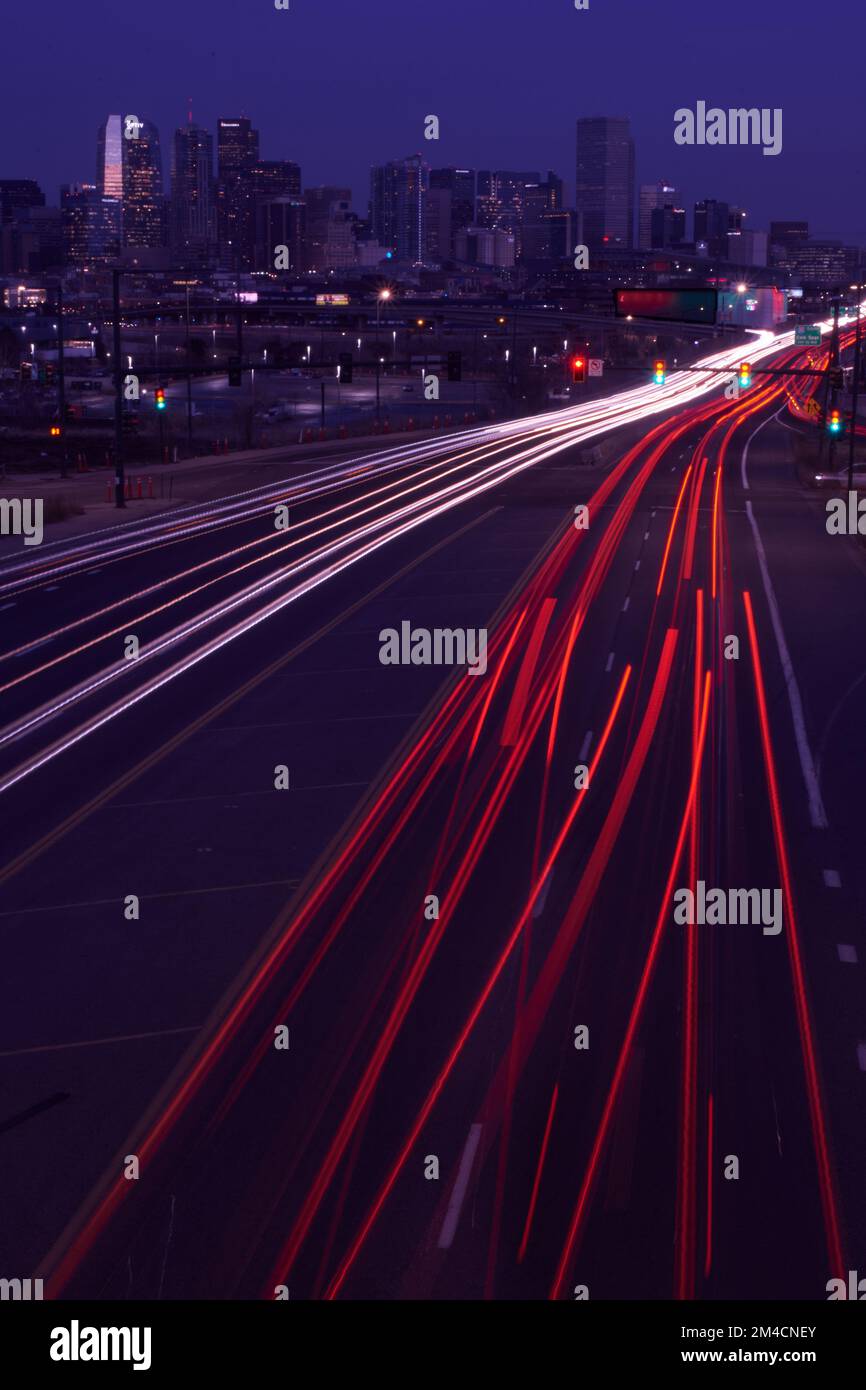 Denver skyline and Colfax Avenue Stock Photo - Alamy