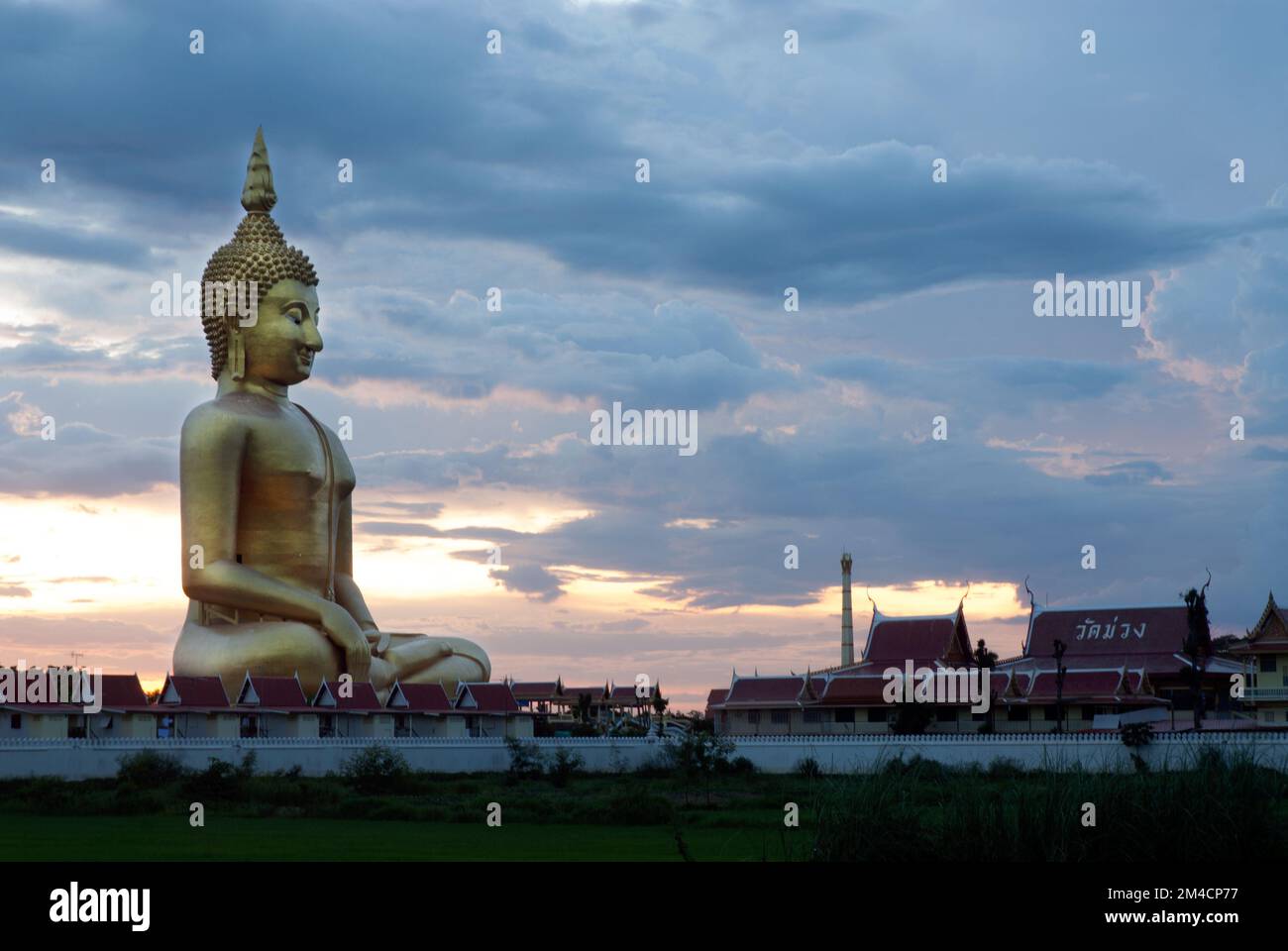Sunset of Phra Buddha MahaNawamin,this huge Buddha statue stands at 92m ...