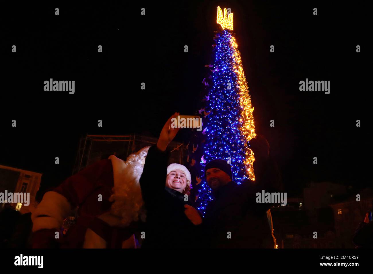 KYIV, UKRAINE - DECEMBER 19, 2022 - The main country's "Christmas tree ...