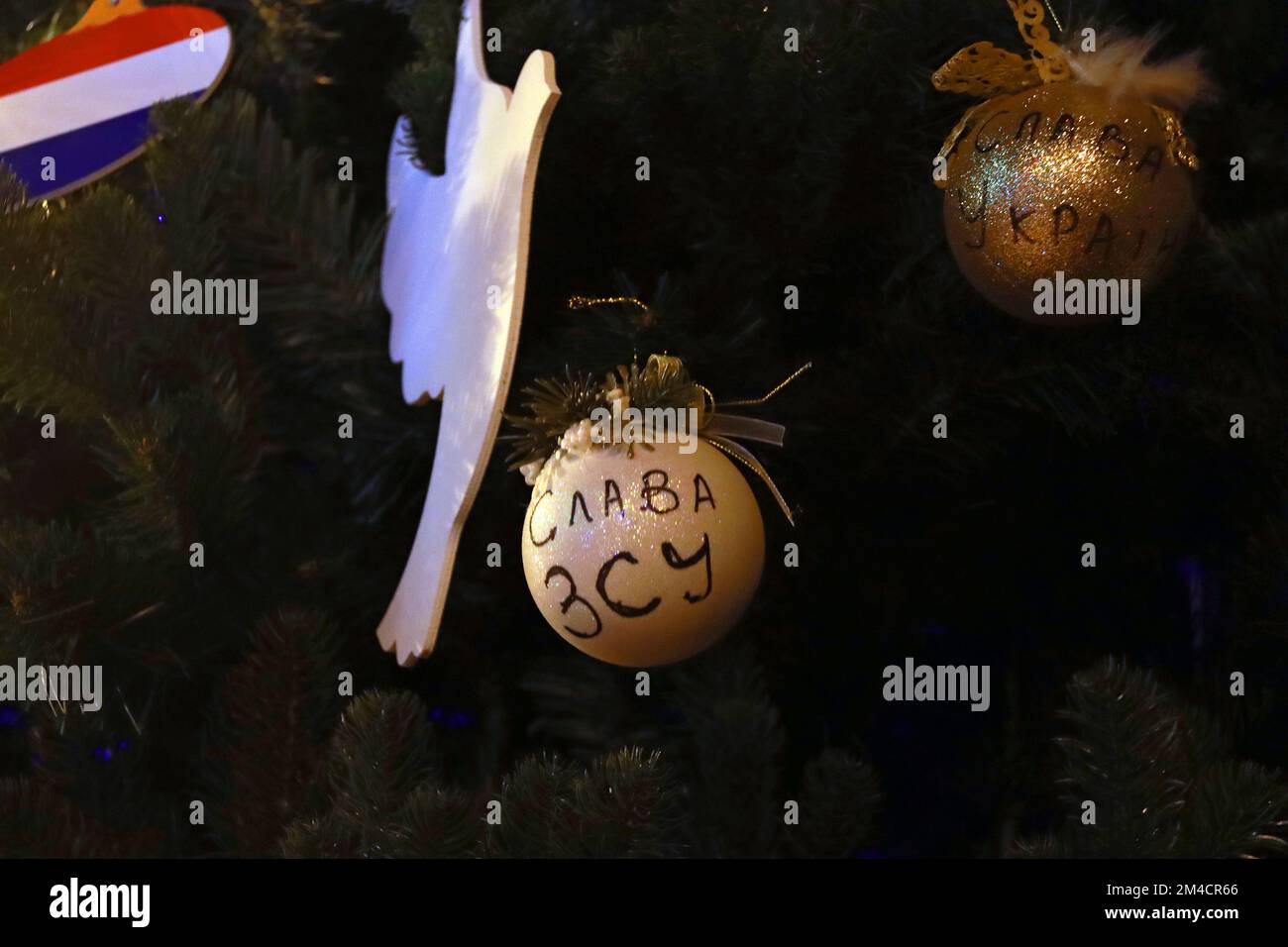 KYIV, UKRAINE - DECEMBER 19, 2022 - The main country's "Christmas tree ...