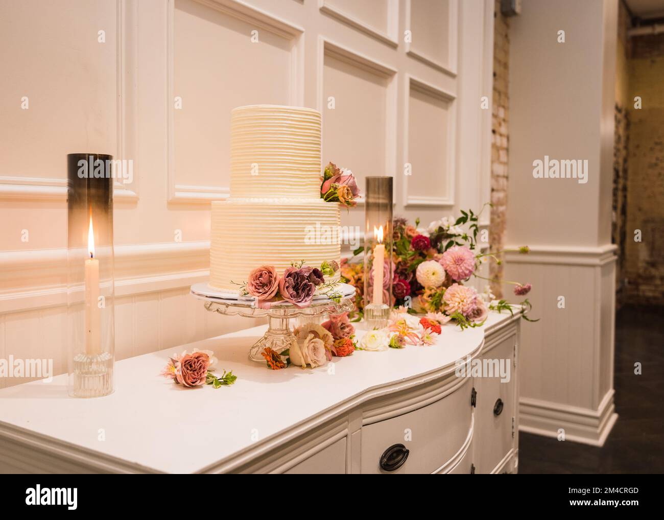 Wedding dessert table setup Stock Photo - Alamy