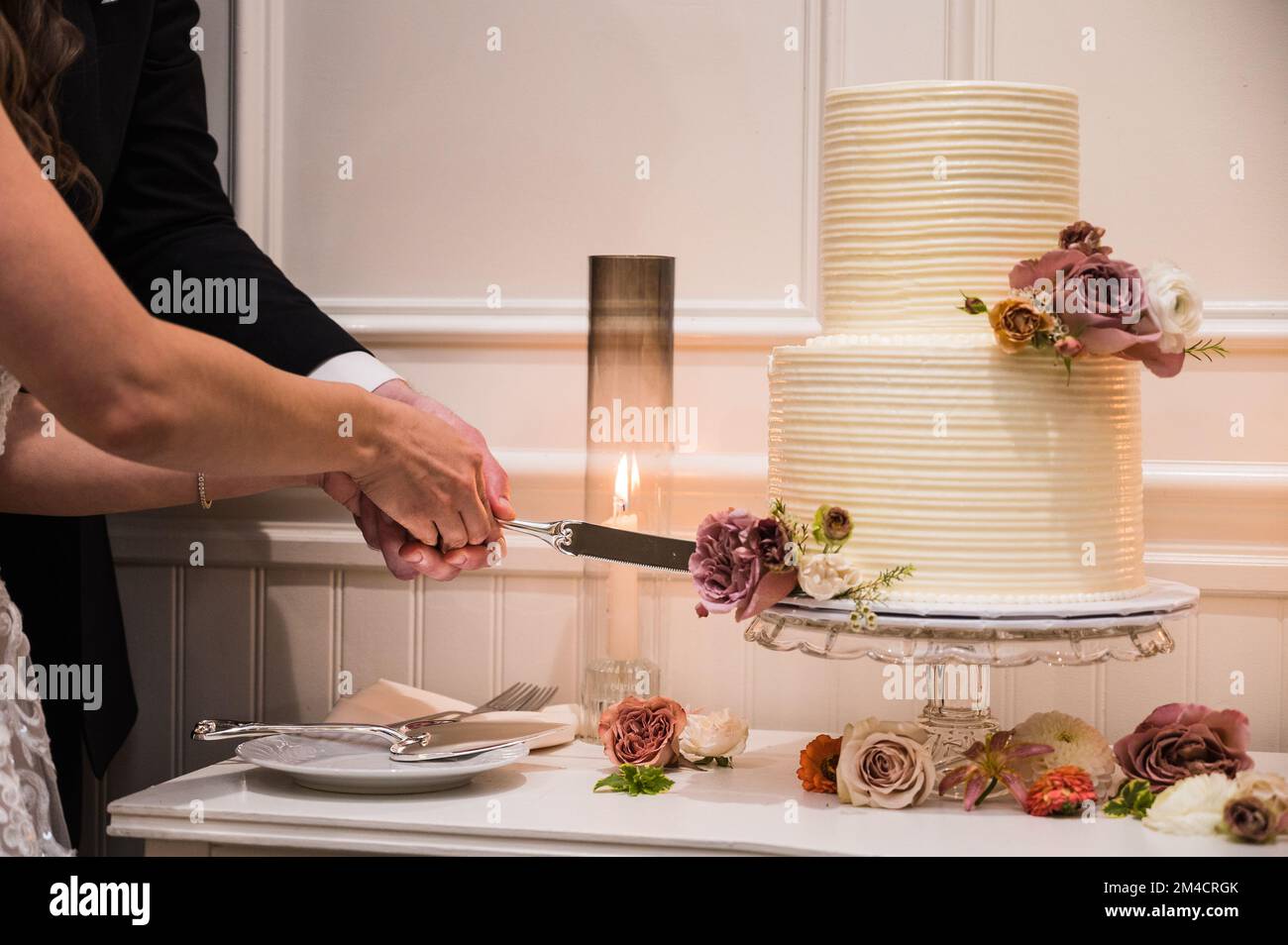 Wedding dessert table setup Stock Photo - Alamy