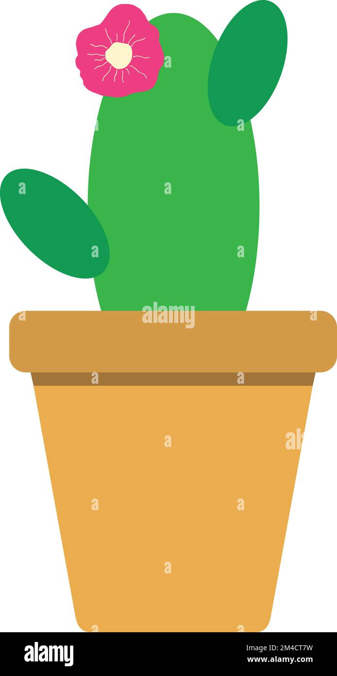 Cactus in a pot. Flat style botanical icon. Simple design. Vector art Stock Vector Image & Art ...