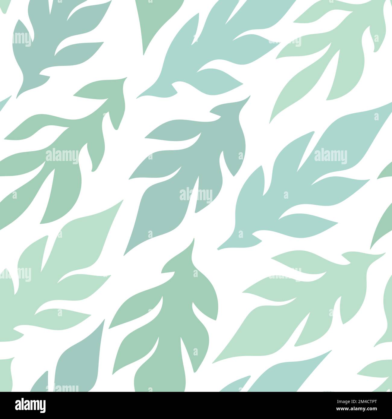 Pale mint color leaves seamless pattern. Botanical art. Simple repeating pattern. Vector art ...