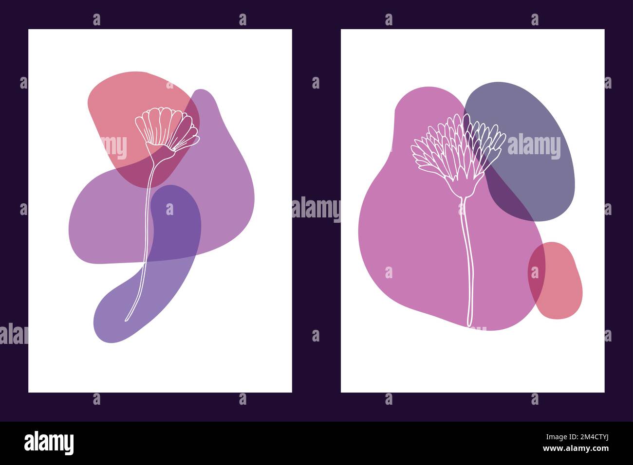 Abstract background with plants and shapes. Hand drawn botanical ...