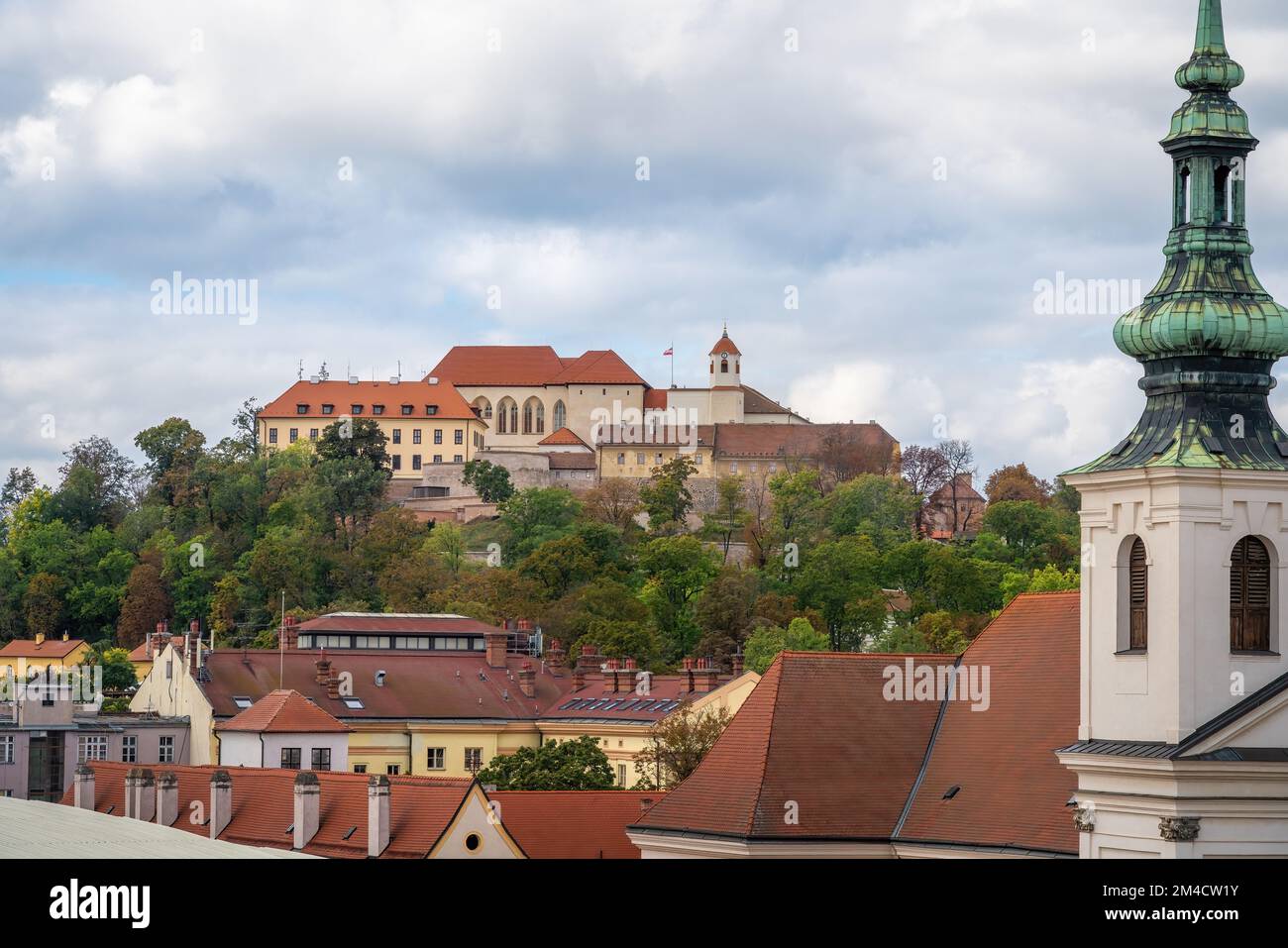 Aerial view of Brno with Spilberk Castle - Brno, Czech Republic Stock ...