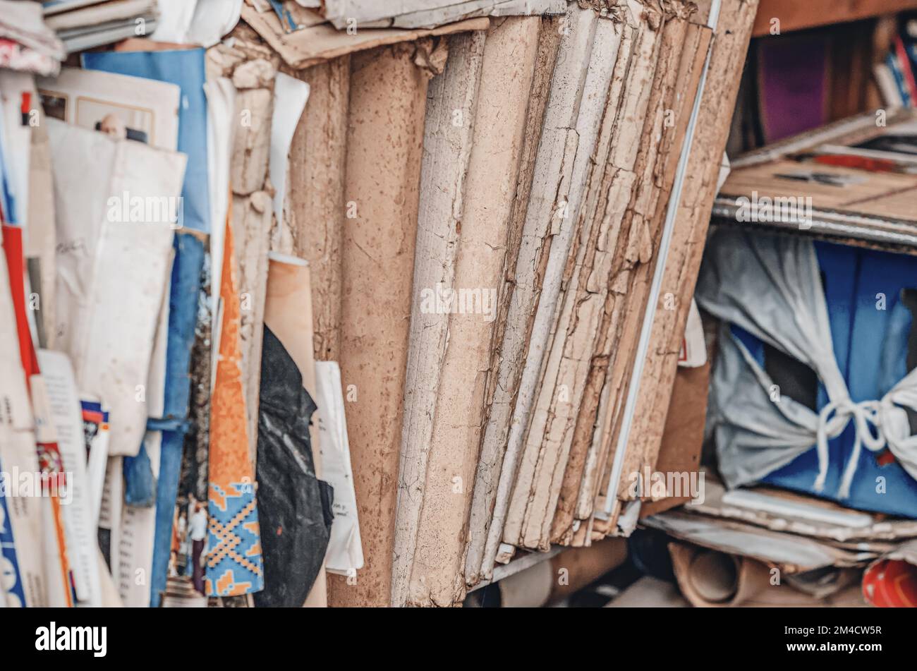 Shelves with old papers in folders, worn out old files Stock Photo - Alamy