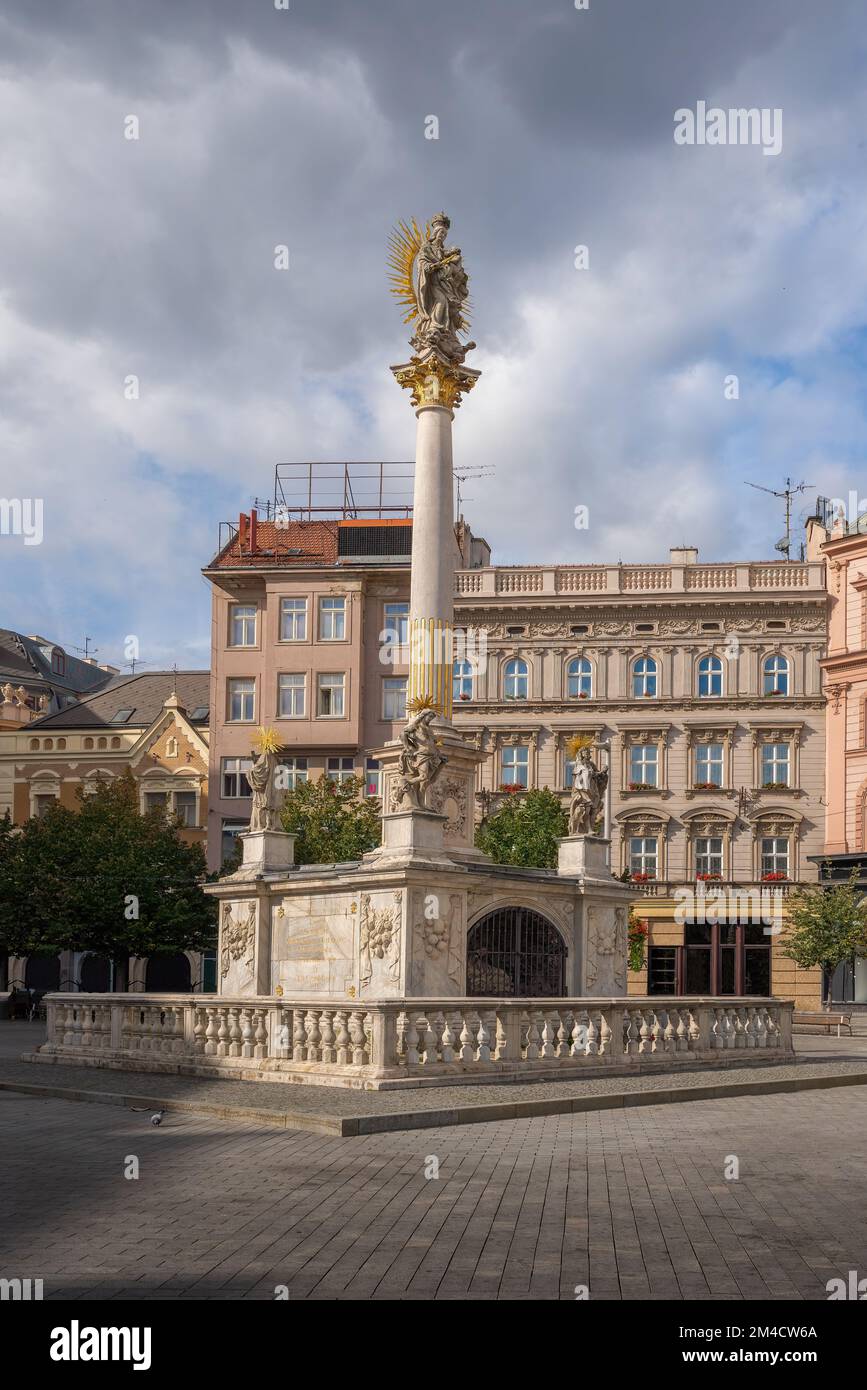 Baroque Plague Column at Freedom Square - Brno, Czech Republic Stock ...