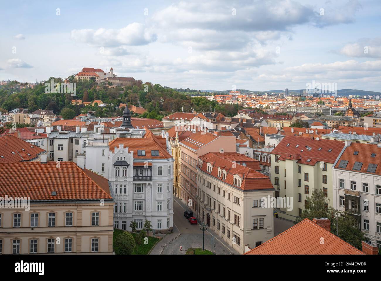 Aerial view of Brno with Spilberk Castle - Brno, Czech Republic Stock ...