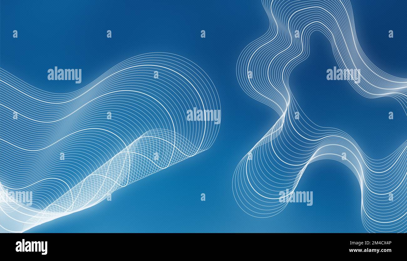 Illustration of white curvy shapes on blue background Stock Photo - Alamy