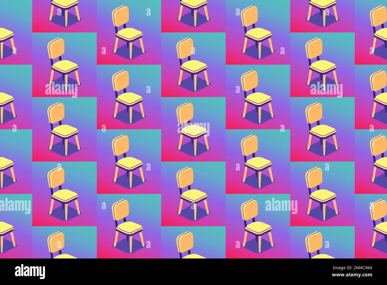 Seamless pattern of cartoon vector chairs in isometry Stock Vector ...