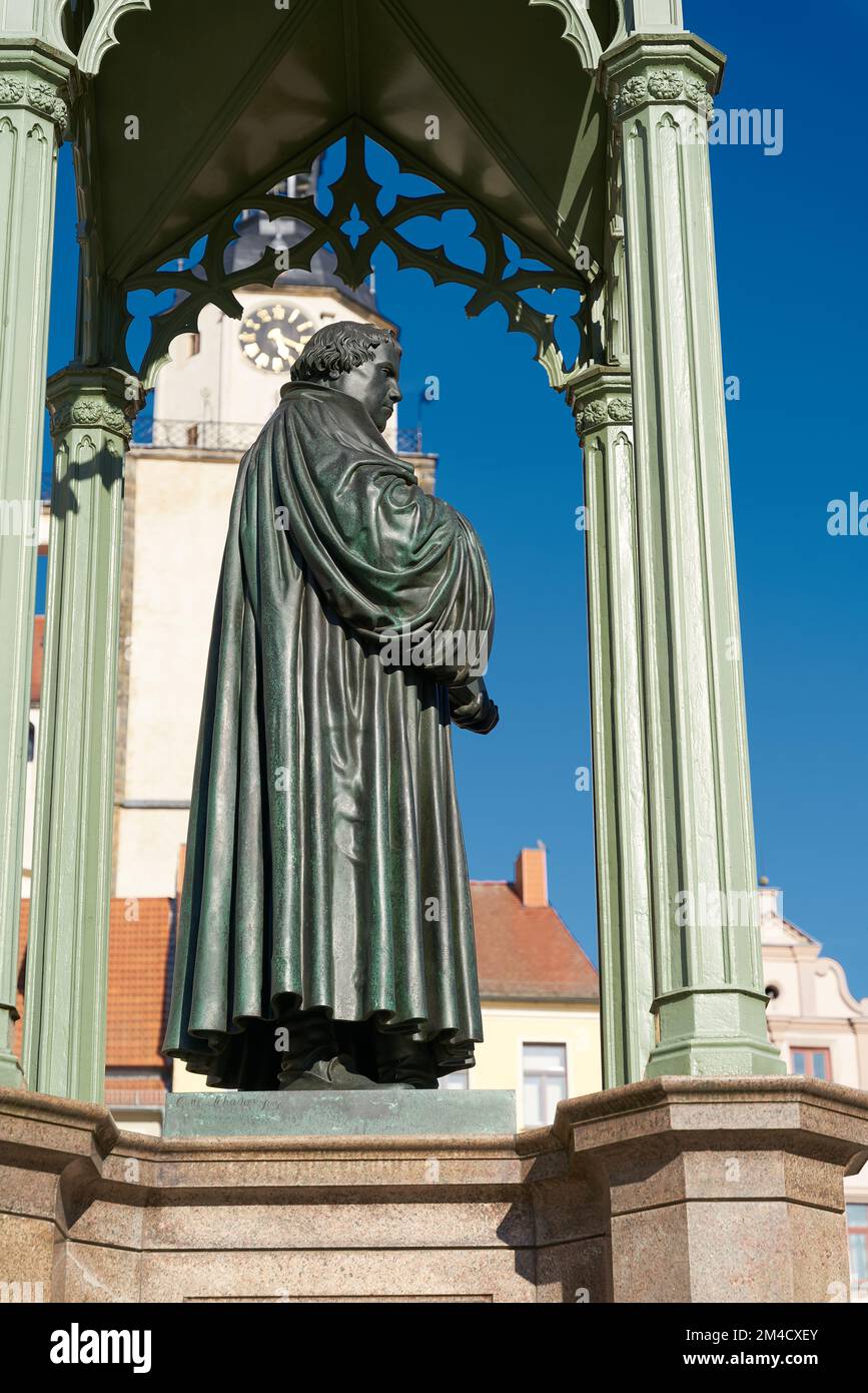Martin Luther monument from 1821 on the market place of Wittenberg in ...