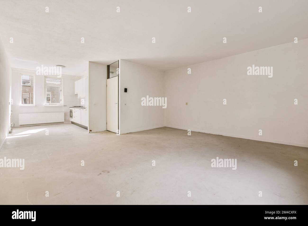 an empty room with white walls and no one person in the room to see ...