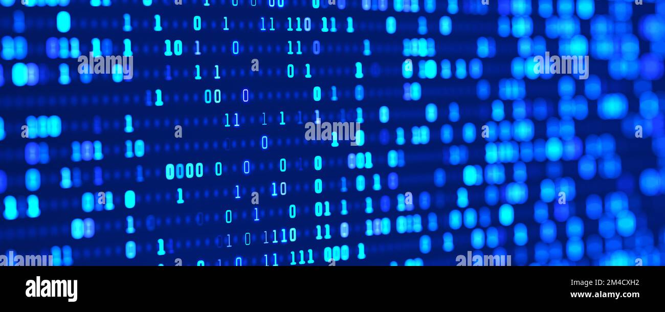 Abstract tech background. Floating numbers HUD background. Matrix particle grid virtual reality ...