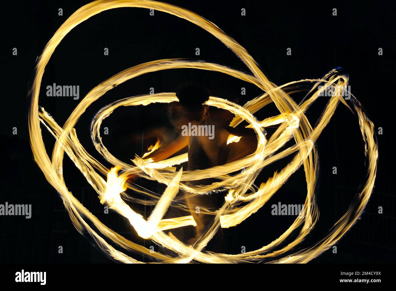 fire tracks on a long exposure during the fire show Stock Photo - Alamy