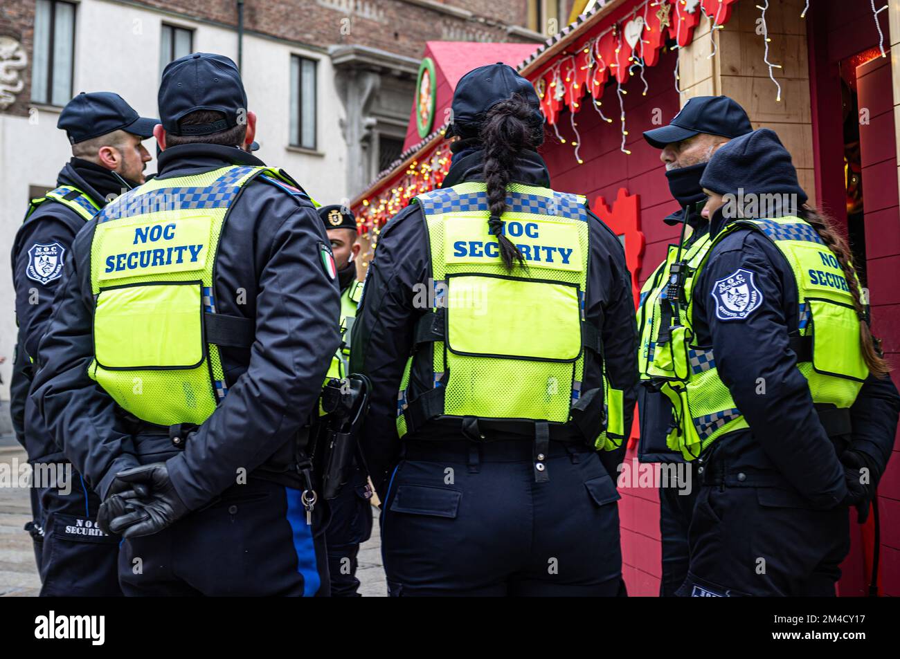 15 dec. 2022, Milan, Italy: private security policeman during a ...