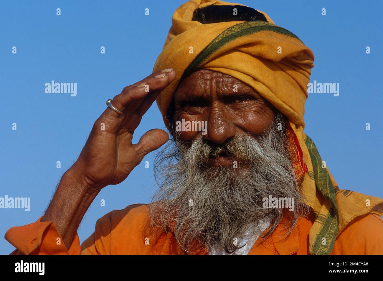 Portrait of a Haryana peasant on pilgrimage tour. Vrindaban , India ...