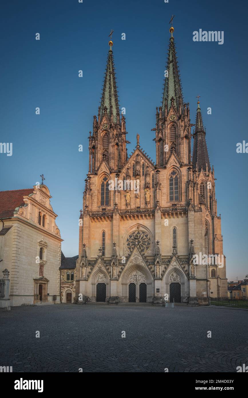 Saint Wenceslas Cathedral at sunset - Olomouc, Czech Republic Stock ...