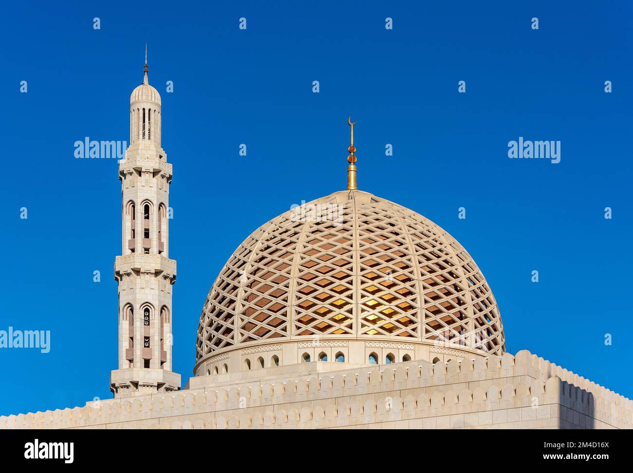Dome and minaret, Sultan Qaboos Grand Mosque, Muscat, Oman Stock Photo ...