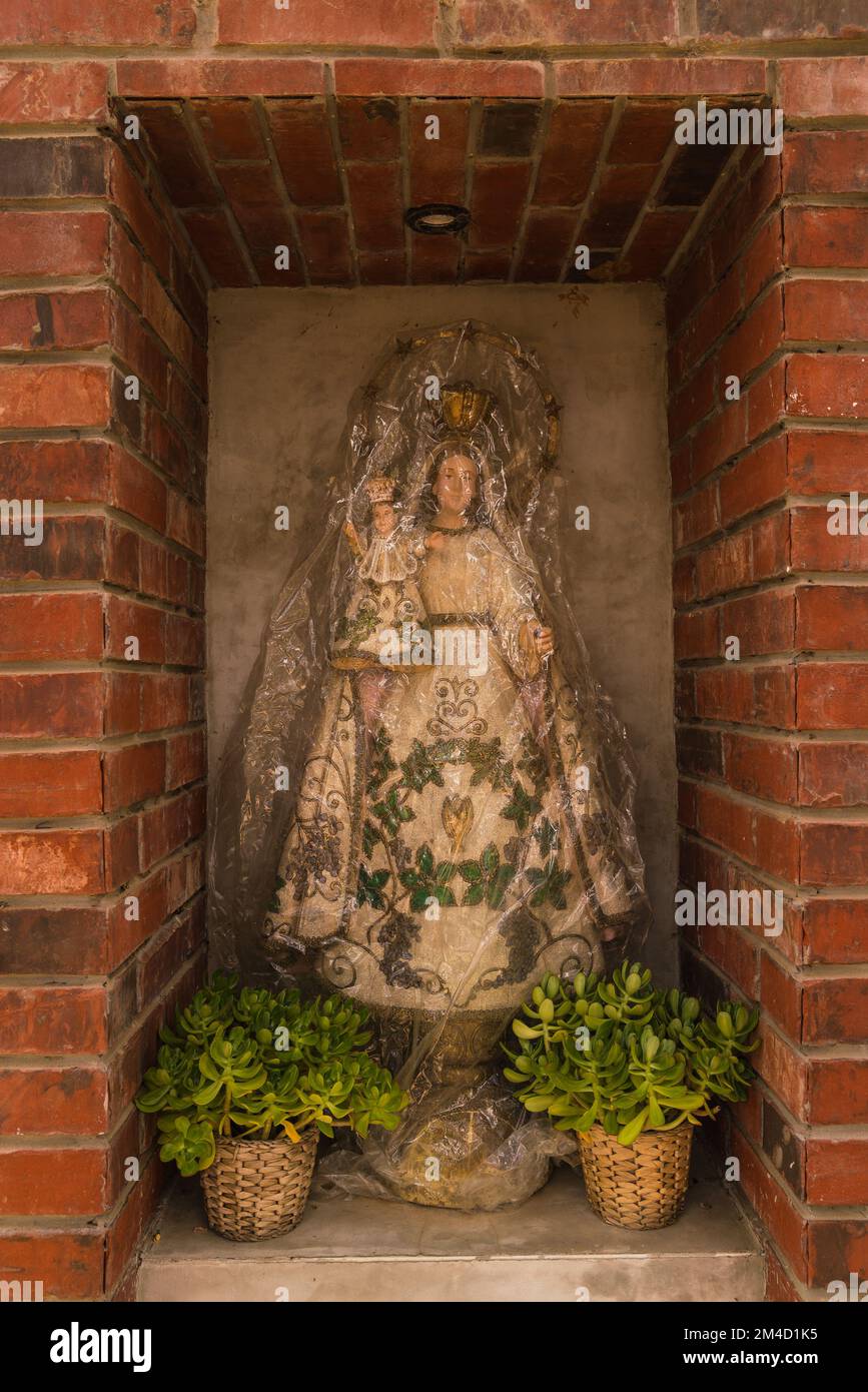 Details of a Virgin Mary from wine region Valle de Guadalupe in Mexico ...