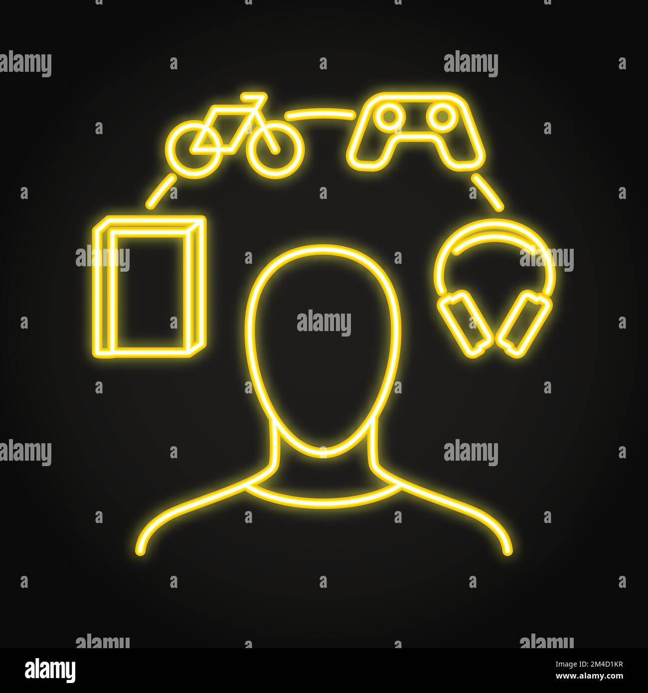 Choosing hobby neon icon in line style. Interests and activities symbol ...