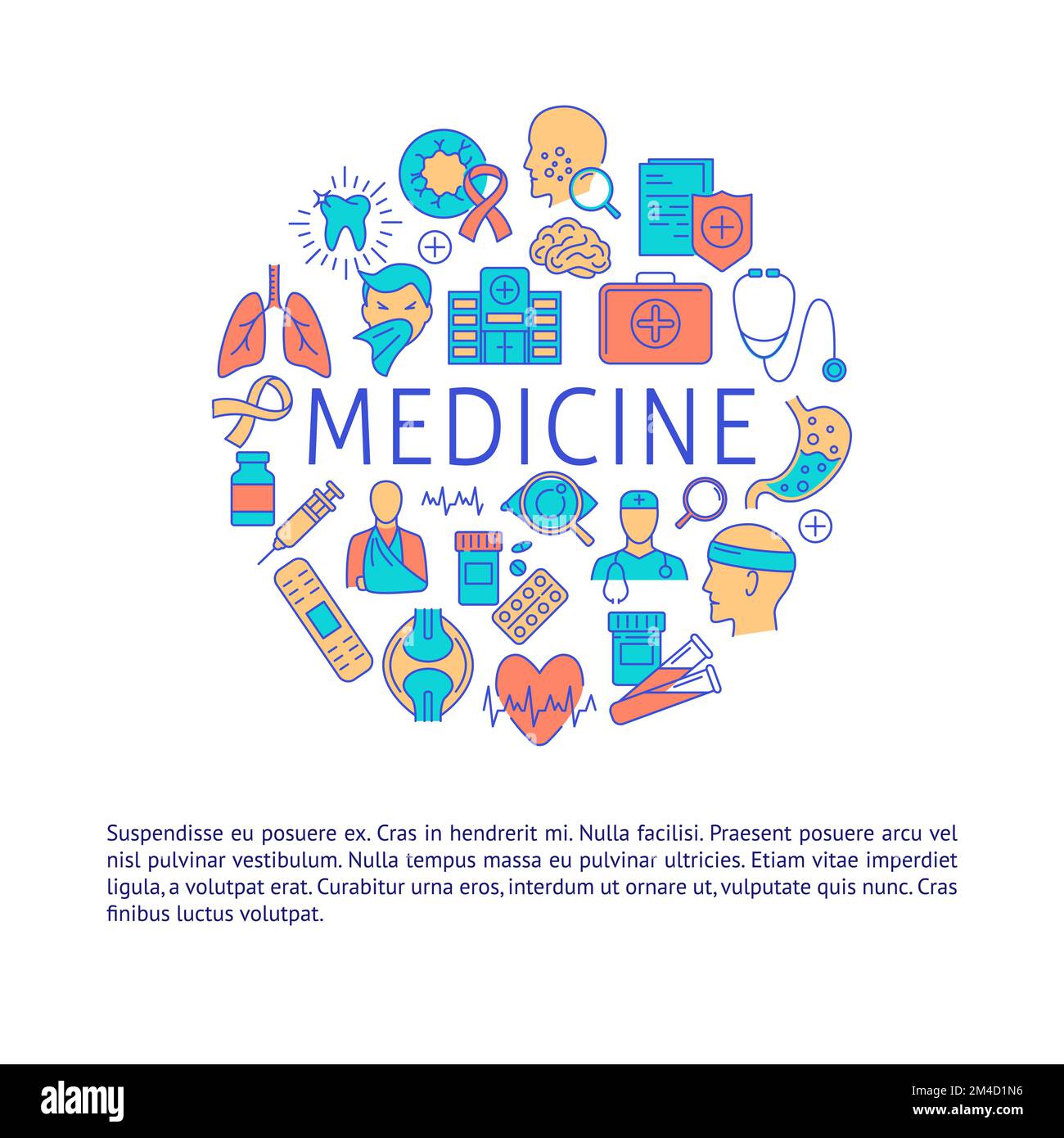 Medicine and healthcare round banner. Medical poster with place for ...