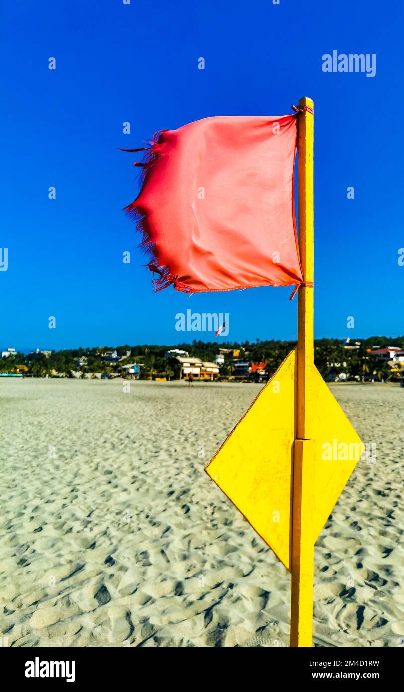 Red flag swimming prohibited high waves in Zicatela Puerto Escondido ...