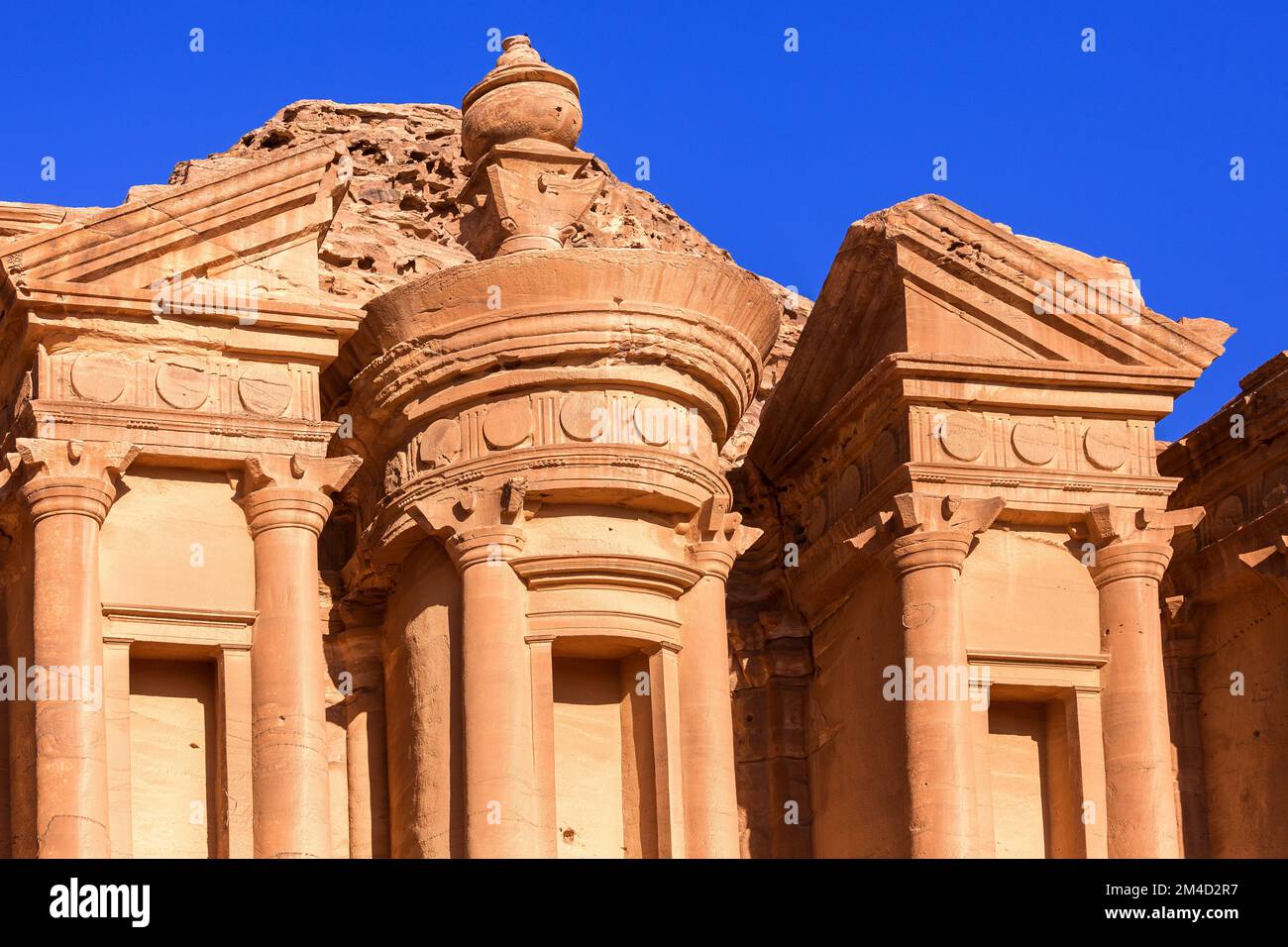 Ad Deir Monastery in the ancient city of Petra, Jordan close-up view ...